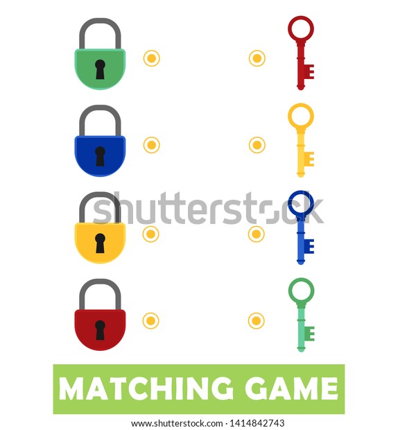 Matching Children Educational Game Match Locks Stock Vector (Royalty ...