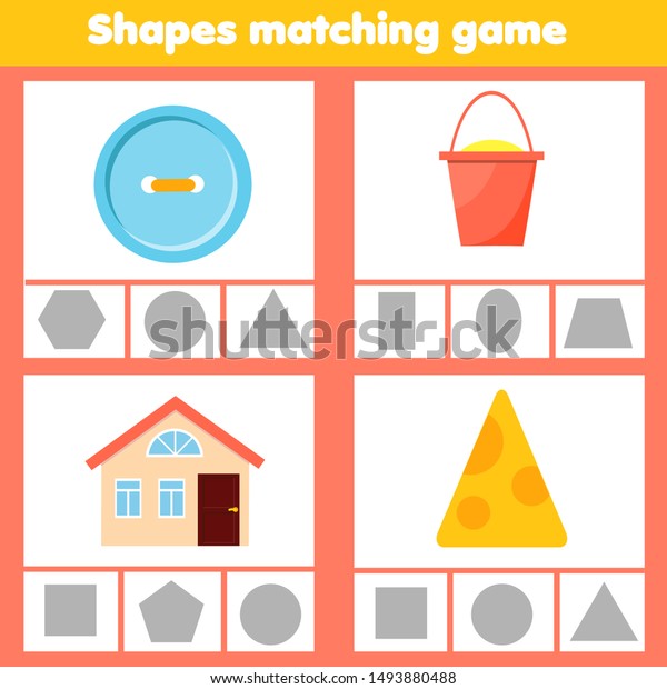 Matching Children Educational Game Match Objects Stock Vector (Royalty ...