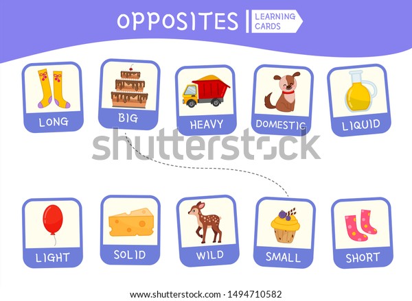 Matching Children Educational Game Match Opposites Stock Vector ...