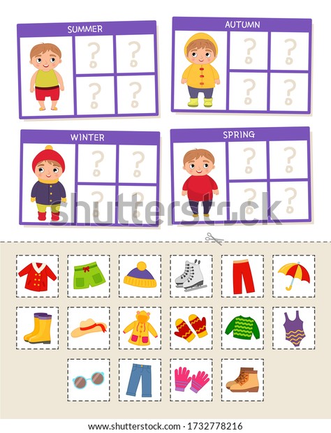 Matching Children Educational Game Match Cards Stock Vector (Royalty ...