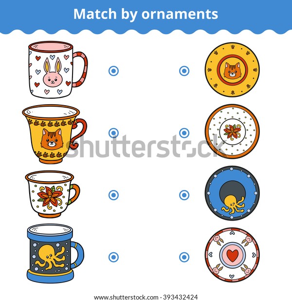 Matching Game Children Vector Colorful Education Stock Vector (Royalty ...