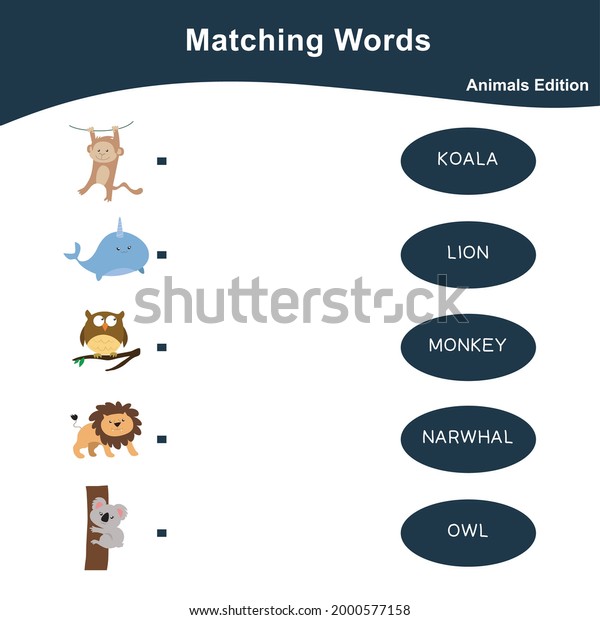 Matching Words Game Edition Matching Words Stock Vector (Royalty Free ...
