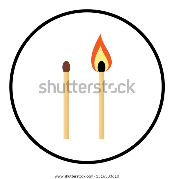 Matchstick Icon Icon Burning Match Flame Stock Vector (Royalty Free ...