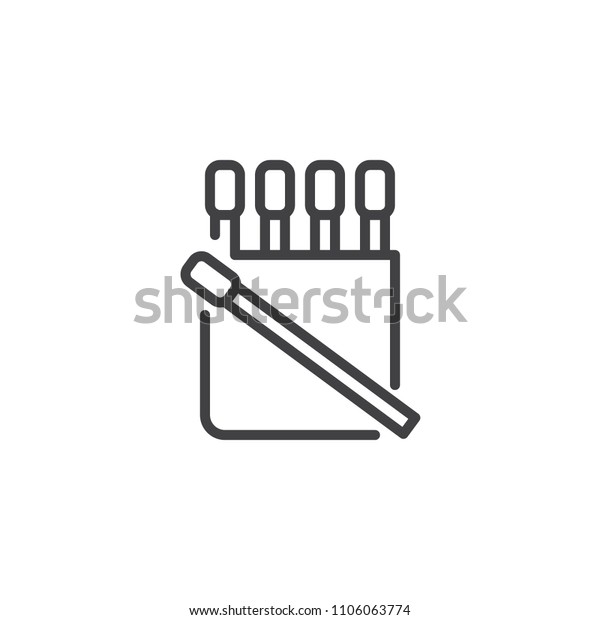 Matchstick Matchbox Outline Icon Linear Style Stock Vector (Royalty ...