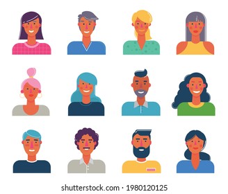 Material Cartoon Avatars Vector Trendy Characters Stock Vector (Royalty ...