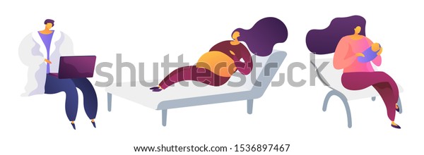Maternity Hospital Flat Vector Illustrations Set: vetor stock (livre de ...