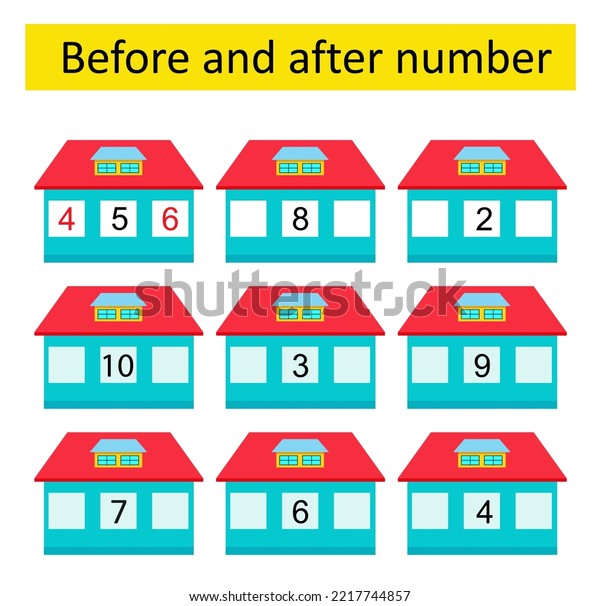 Math Activity Kids Before After Number Stock Vector (Royalty Free ...