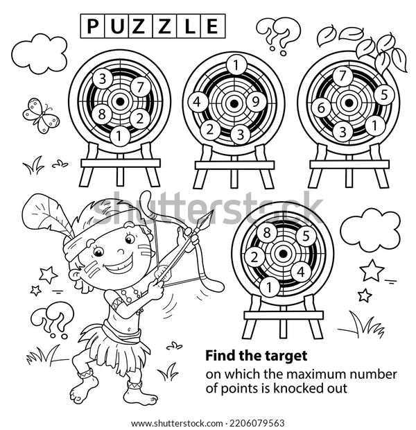 Math Addition Game Puzzle Kids Coloring Stock Vector (Royalty Free ...