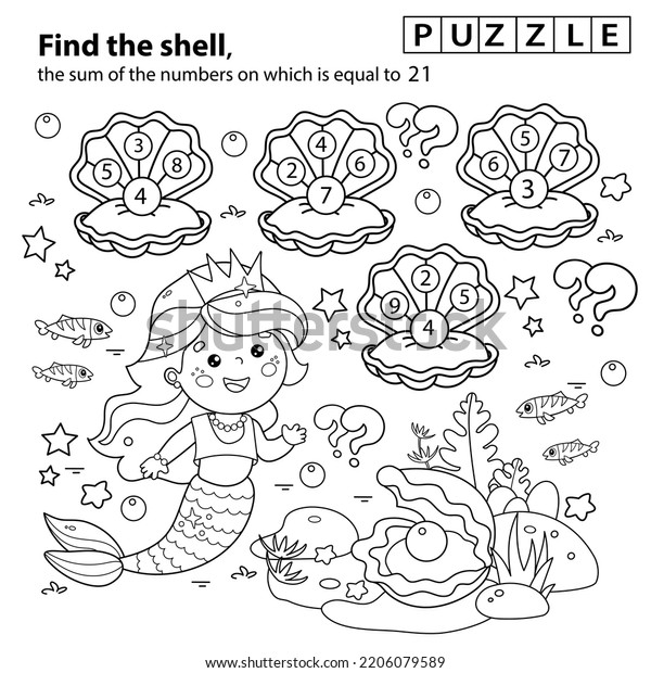 Math Addition Game Puzzle Kids Coloring Stock Vector (Royalty Free ...