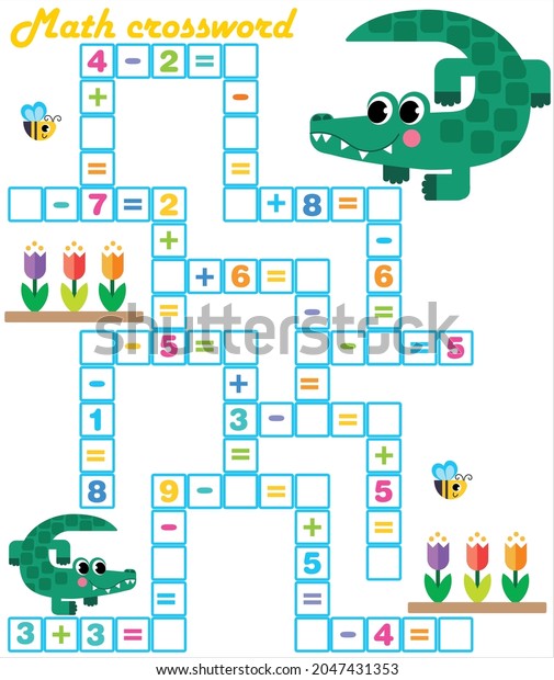 Math Crossword Puzzle Children Solve Examples Stock Vector (Royalty ...