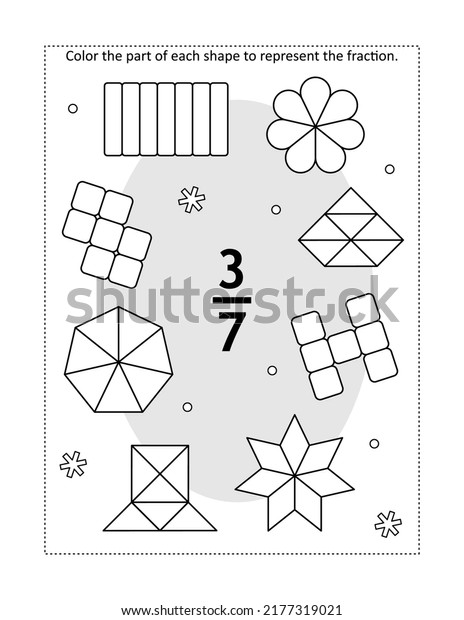 Math Educational Coloring Page Fraction Various: เวกเตอร์สต็อก (ปลอดค่า ...