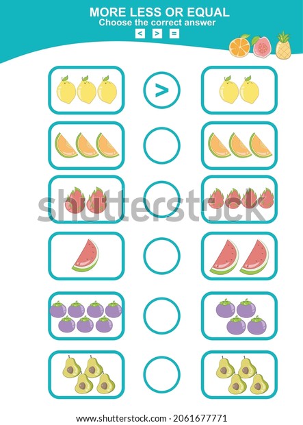 Math Educational Game Children Choose More Stock Vector (Royalty Free ...