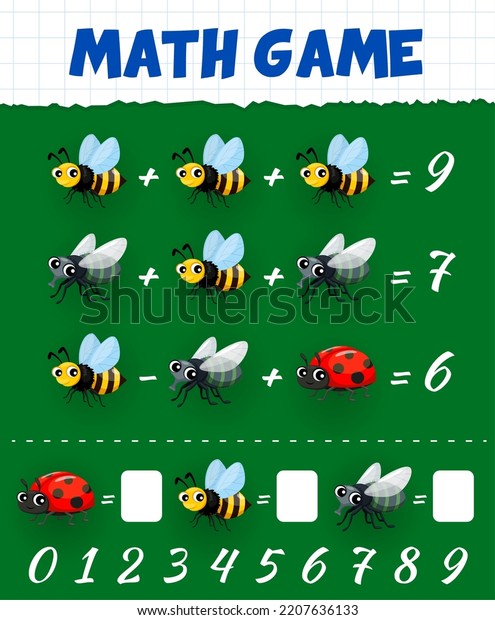 Math Game Cartoon Funny Bee Fly Stock Vector (Royalty Free) 2207636133 ...