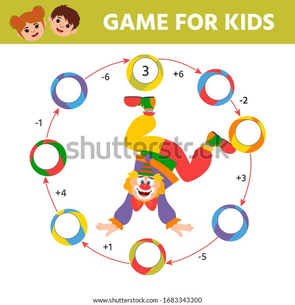 Stock vektor „Math Game Children Clown Learning Counting“ (bez ...