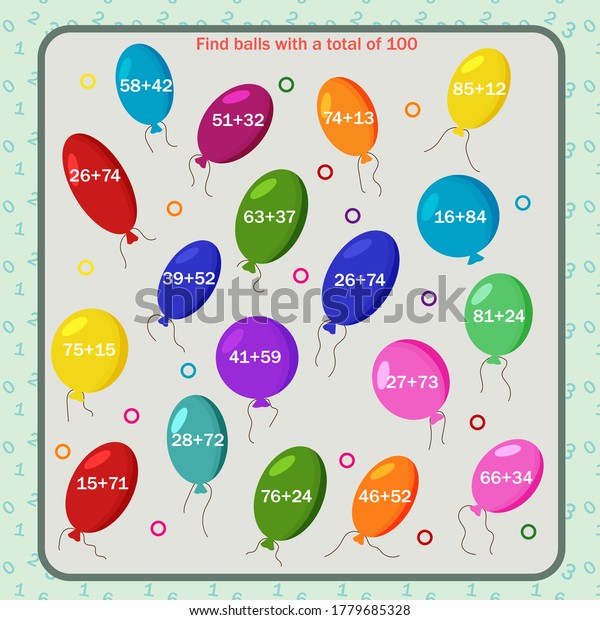 Math Game Children Find Balls Total Stock Vector (Royalty Free ...