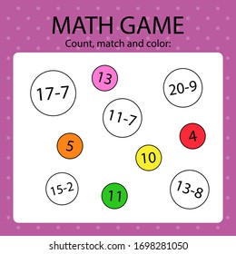 Math Game Kids Calculate Match Sum Stock Vector (Royalty Free ...