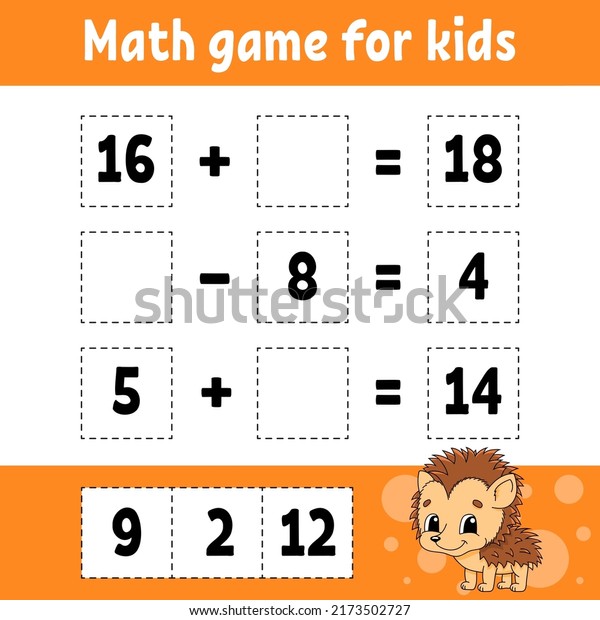 Math Game Kids Education Developing Worksheet: เวกเตอร์สต็อก (ปลอดค่า ...