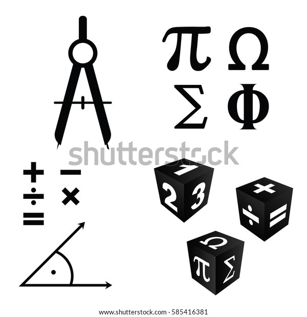 Math Icons Set Black Color Art Stock Vector (Royalty Free) 585416381