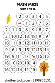 Math Maze Cute Autumn Leaf Tree Stock Vector (Royalty Free) 2198983131 ...