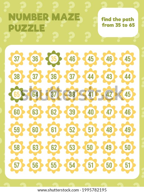 Math Number Maze Puzzle Printable Math Stock Vector (Royalty Free ...