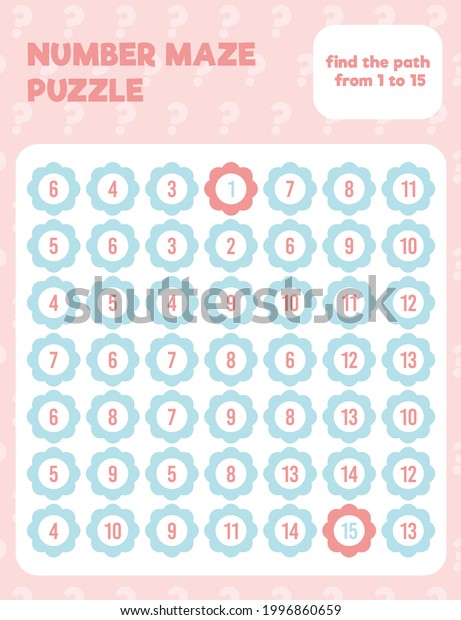 Math Number Maze Puzzle Printable Math Stock Vector (Royalty Free ...