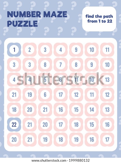 Math Number Maze Puzzle Printable Math 库存矢量图（免版税）1999880132 | Shutterstock
