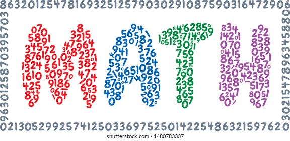 Math Numbers Colorful Math Word Stock Vector (Royalty Free) 1480783337 ...