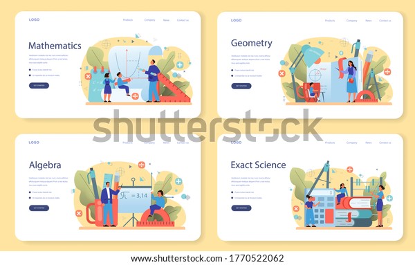 Banner web de asignatura de matemáticas o página de inicio. Aprender ...