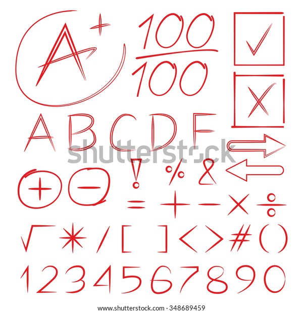 Math Symbol Grade Result Highlighter Elements Stock Vector (Royalty ...