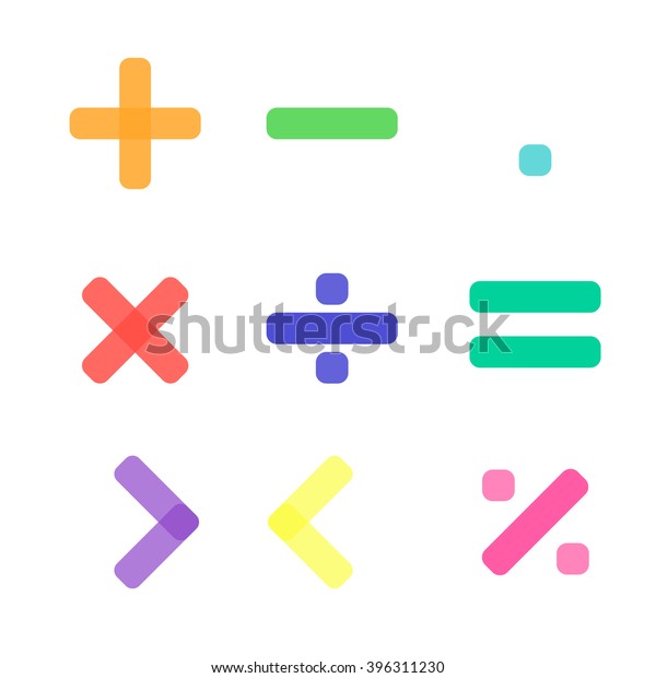 Math symbol with pastel color in white background