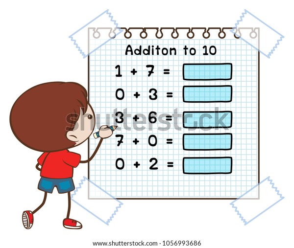 Math Worksheet Addition Ten Illustration Stock Vector (Royalty Free ...