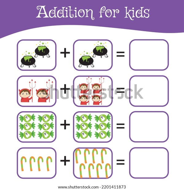 Mathematic Worksheet Preschool Children Educational Counting Stock ...