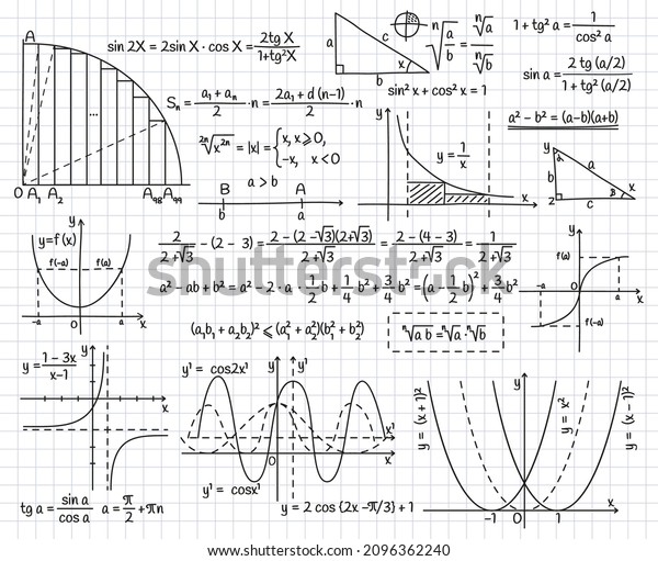Mathematical Algebra Formulas Doodle Equation Graphics Stock Vector ...