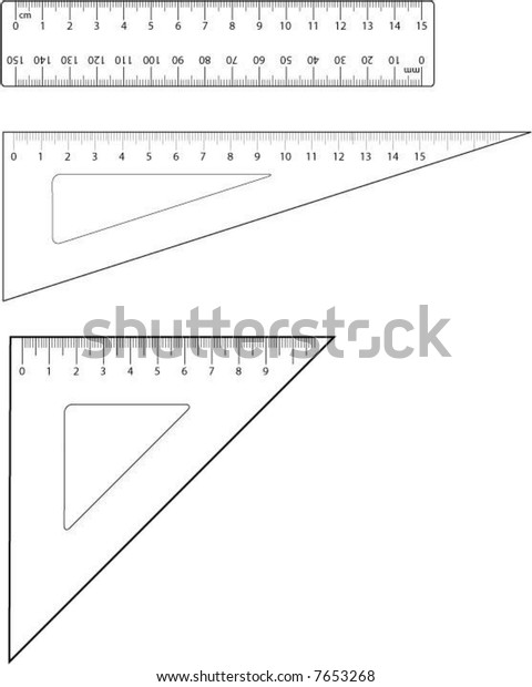 Mathematical Equipment Ruler Sixty Degree Set Stock Vector (Royalty ...
