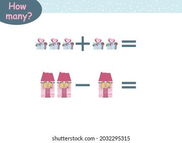 Mathematical Examples Addition Subtraction Educational Page Stock ...