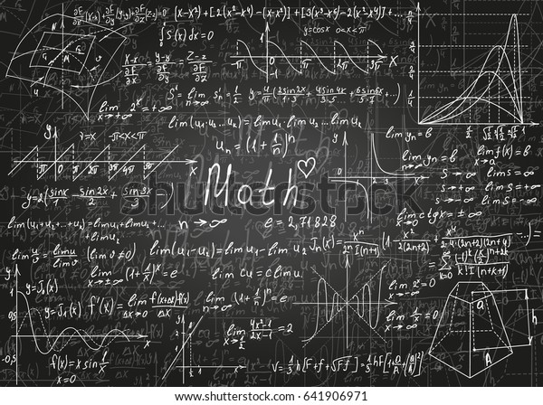 Fórmulas matemáticas dibujadas a mano en un pizarrón negro impuro para ...