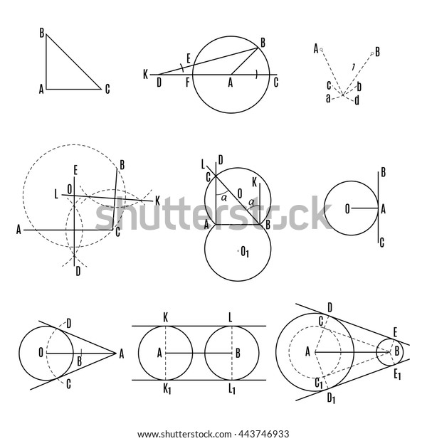 Mathematical Illustration Geometric Drawing Set Stock Vector (Royalty ...
