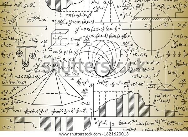 Mathematical Manunuscripts Technical Drawings On Old Stock Vector ...