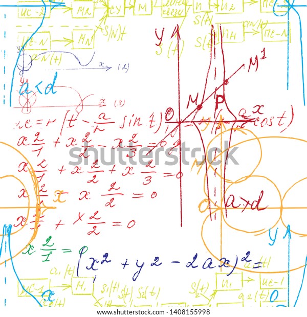 Mathematical Seamless Texture Colour Handwritten Math: เวกเตอร์สต็อก ...