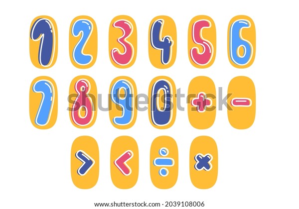Mathematical Symbols Child Comic Numbers Kids Stock Vector (Royalty ...