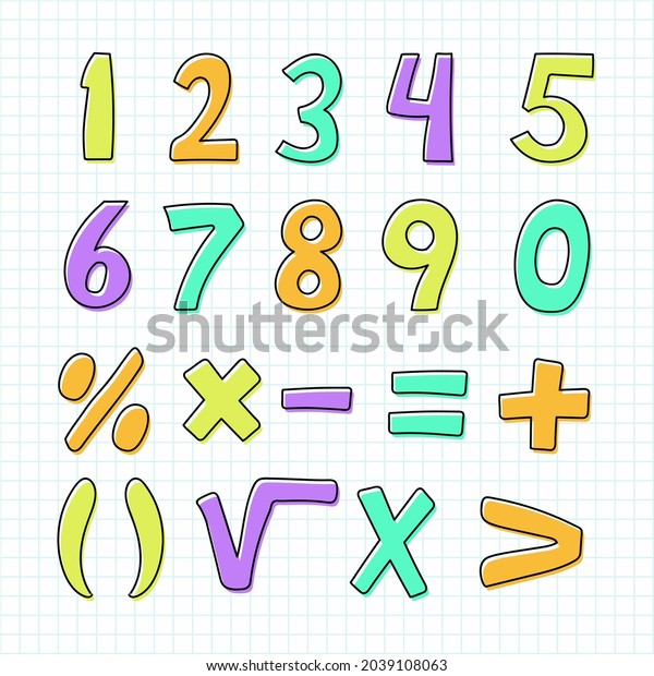 Mathematical Symbols Child Comic Numbers Kids Stock Vector (Royalty ...