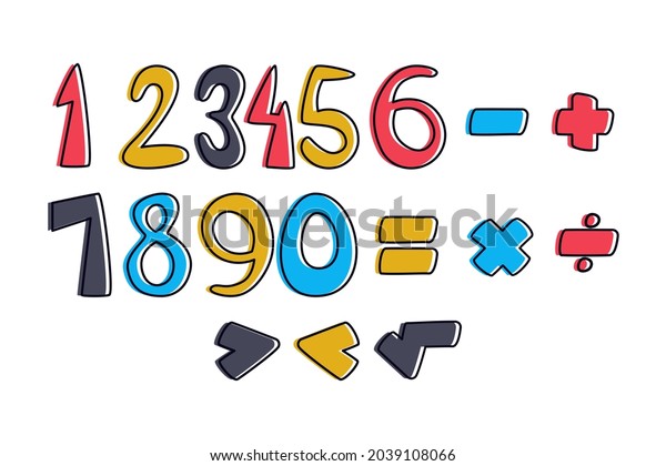 Mathematical Symbols Child Comic Numbers Kids Stock Vector (Royalty ...