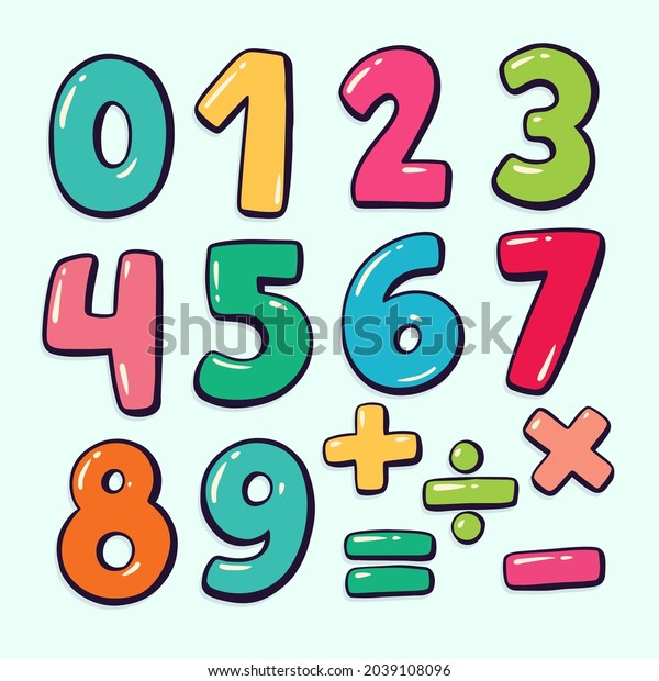 Mathematical Symbols Child Comic Numbers Kids Stock Vector (Royalty ...