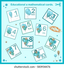 Mathematical Vector Cards Kids Stock Vector (Royalty Free) 583934476 ...