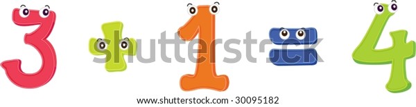 Mathematics Addition Equation Illustration Children Stock Vector ...