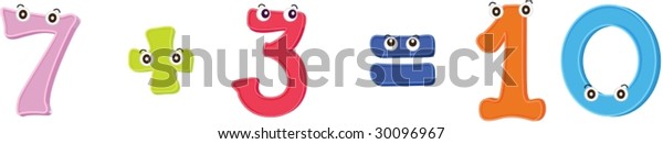 Mathematics Addition Equation Illustration Children Stock Vector ...