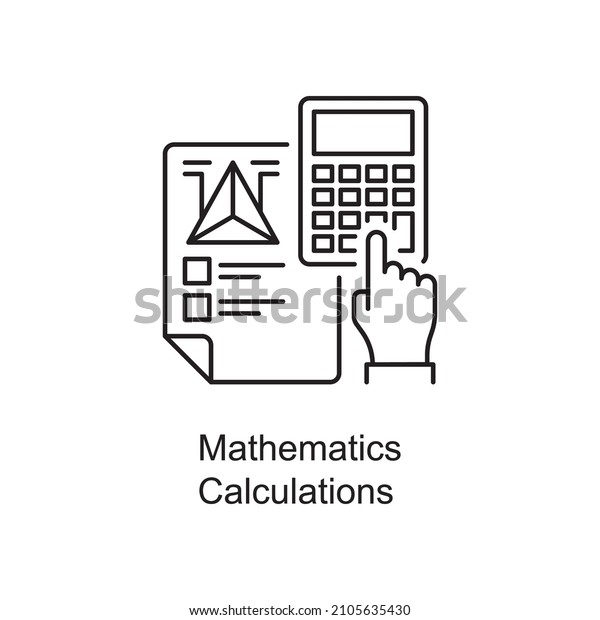 Mathematics Calculations Vector Outline Icon Design Stock Vector ...