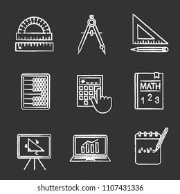 Mathematics Chalk Icons Set Geometry Algebra Stock Vector (Royalty Free ...