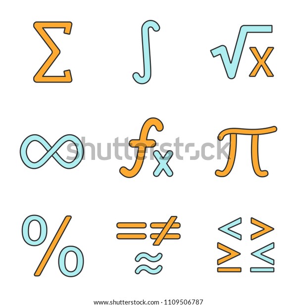 Mathematics Color Icons Set Math Symbols Stock Vector (Royalty Free ...