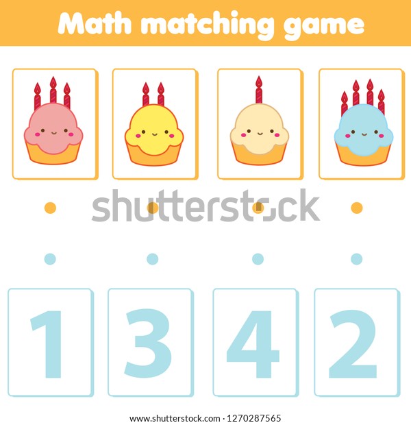 Mathematics Educational Game Children Match Objects Stock Vector ...